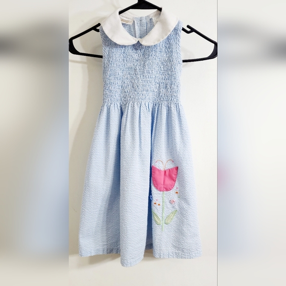 Little Bitty | Dresses | Girls Smocked Blue Gingham Tulip Sundress ...